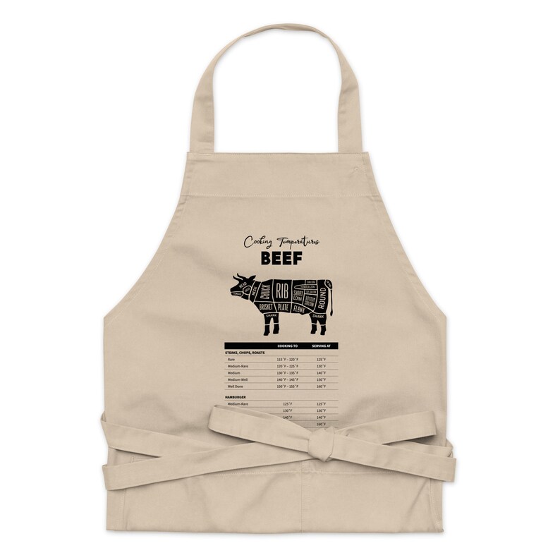 Butcher Cut Cooking Temperature Chart Organic Cotton Apron - Beige - Etsy