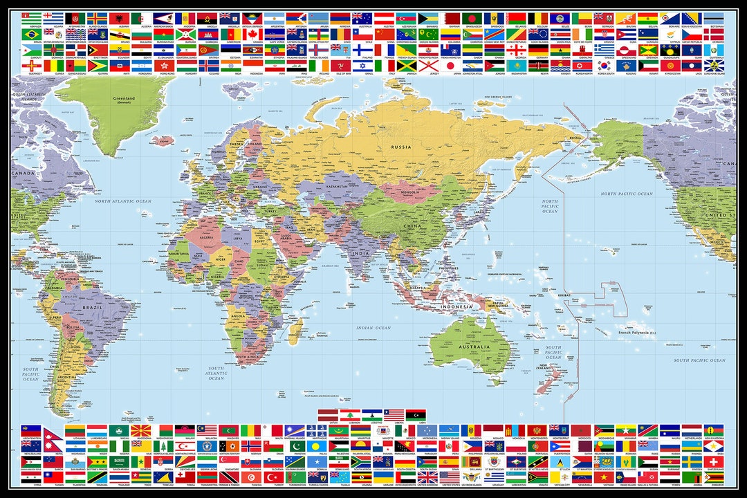 World Map With Flags of Countries - Digital Download - Etsy