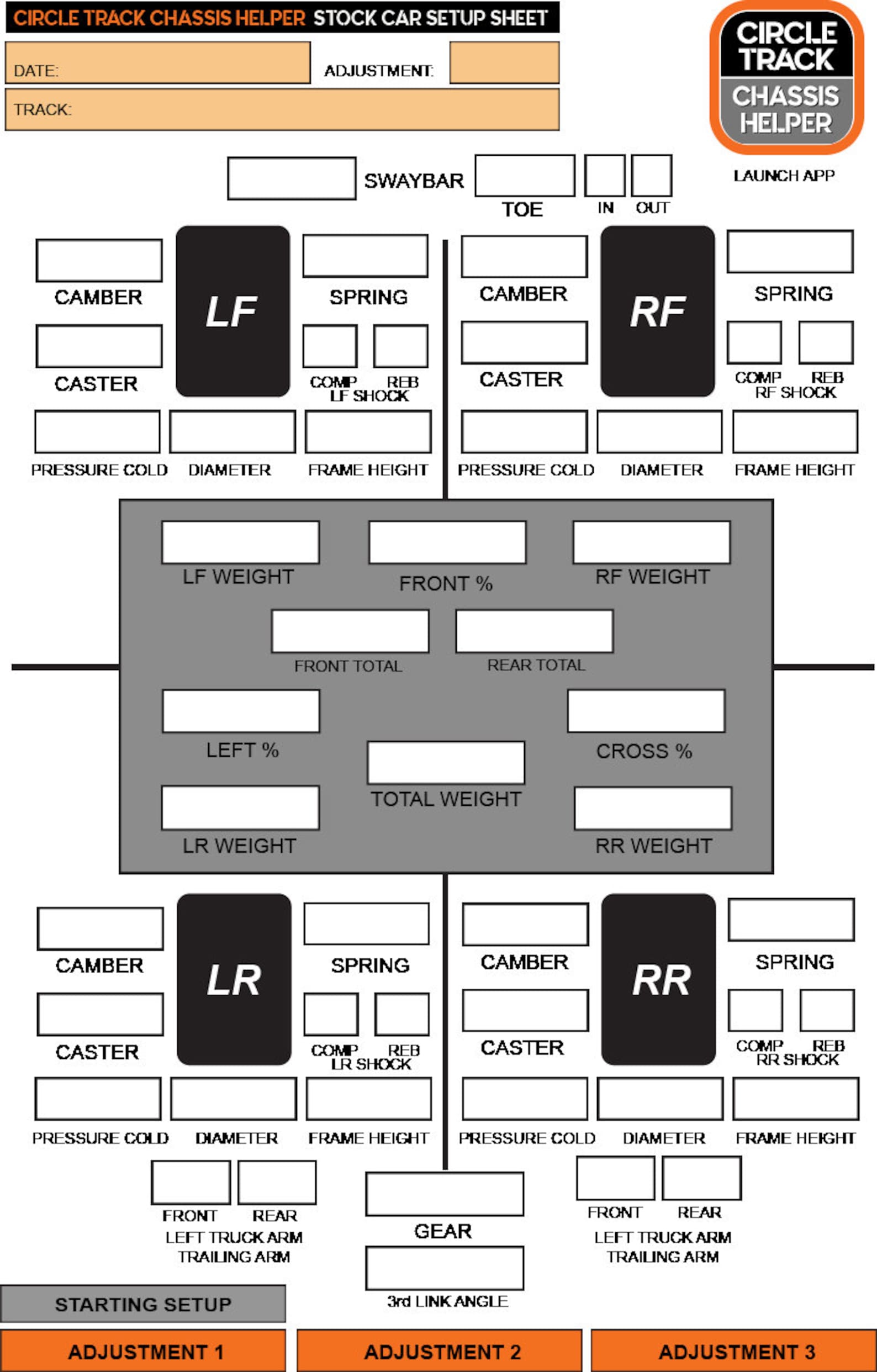 Late Model Setup Sheet Template | Etsy