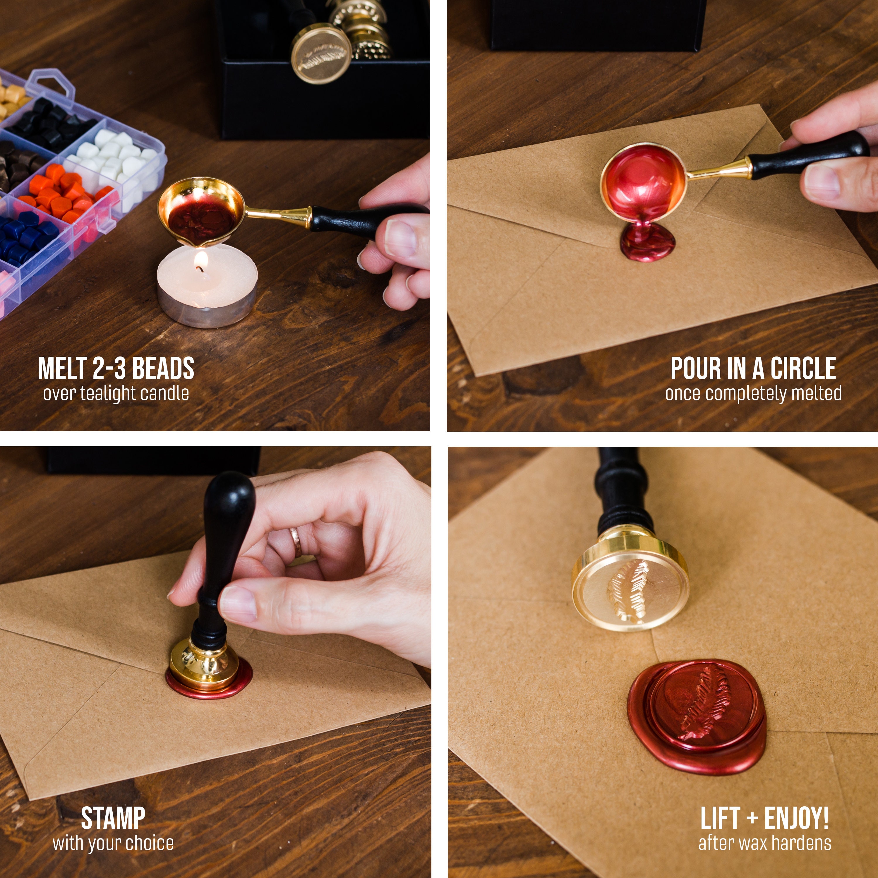 HOPPLER Wax Seal Stamp Kit for Sealing Wax Stamps With 6 - Etsy