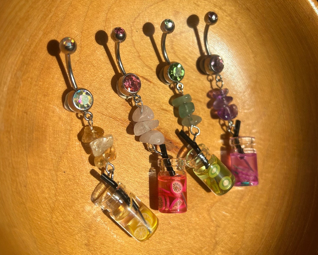Mini Fruit Crystals Belly Ring Belly Button Ring Naval - Etsy