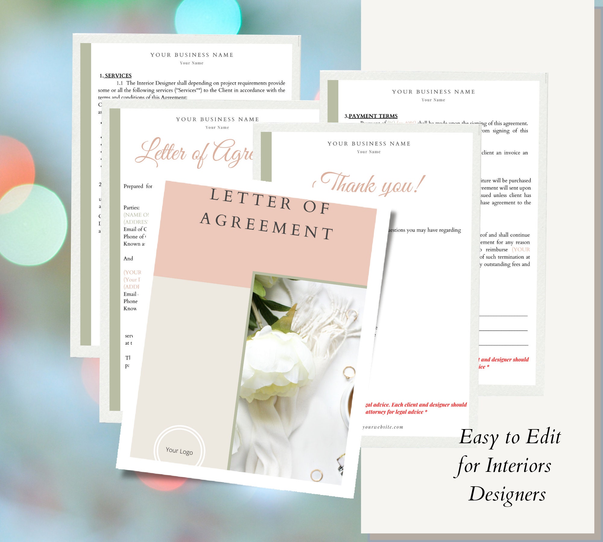 Letter of Agreement for Interior Designers and Small Business - Etsy Canada