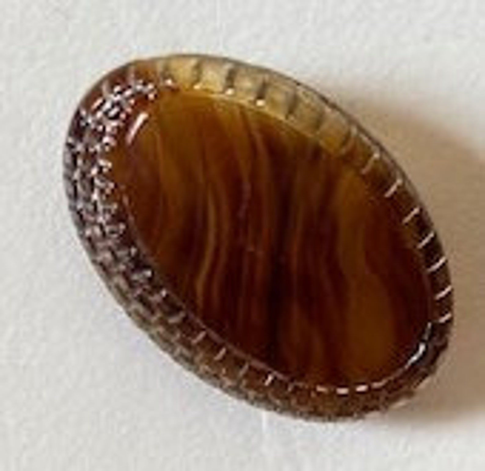 Button Carmel Glass With Silver Trim - Etsy
