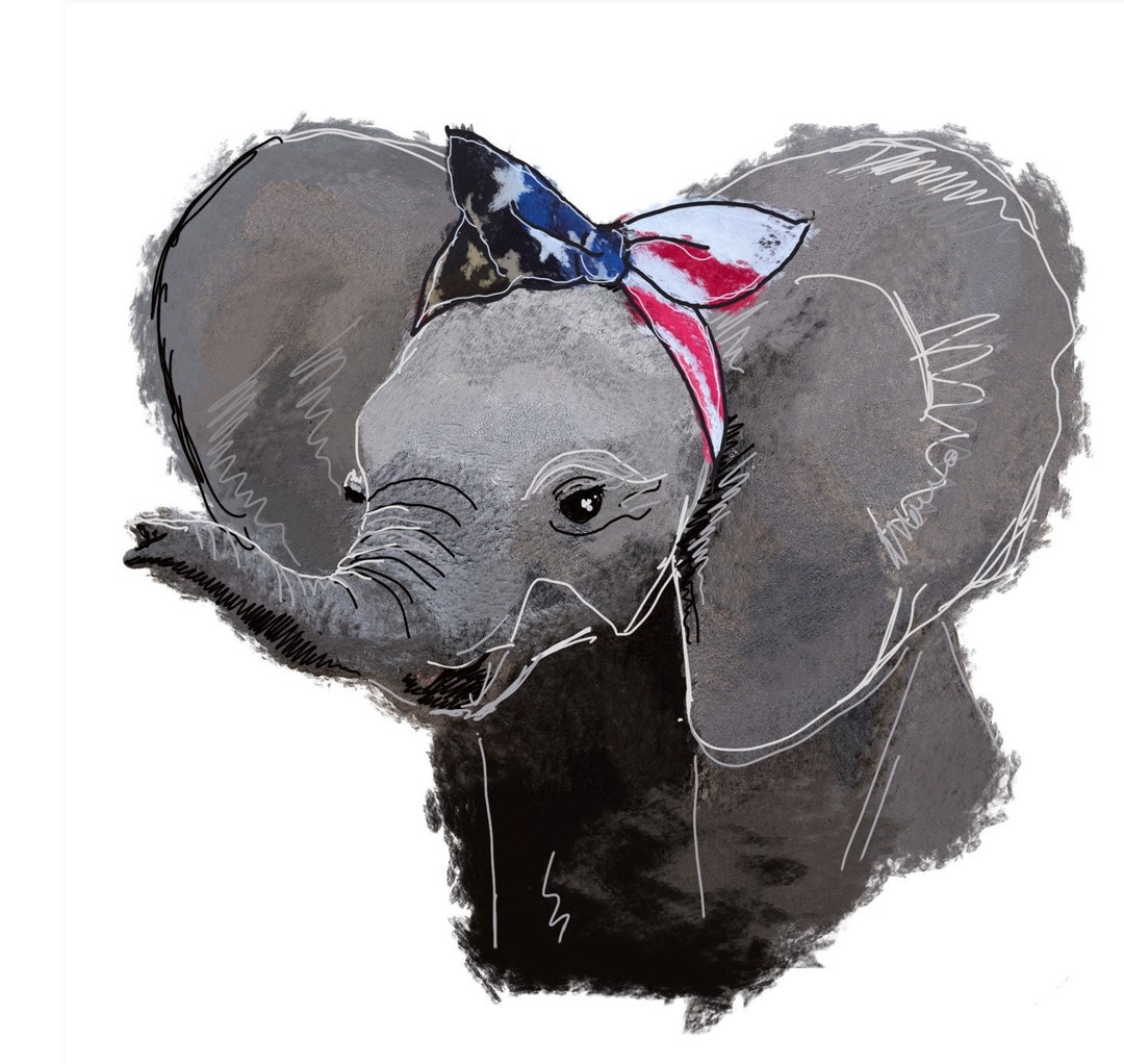 Cute Elephant With USA Bandana / Instant Digital Download ...