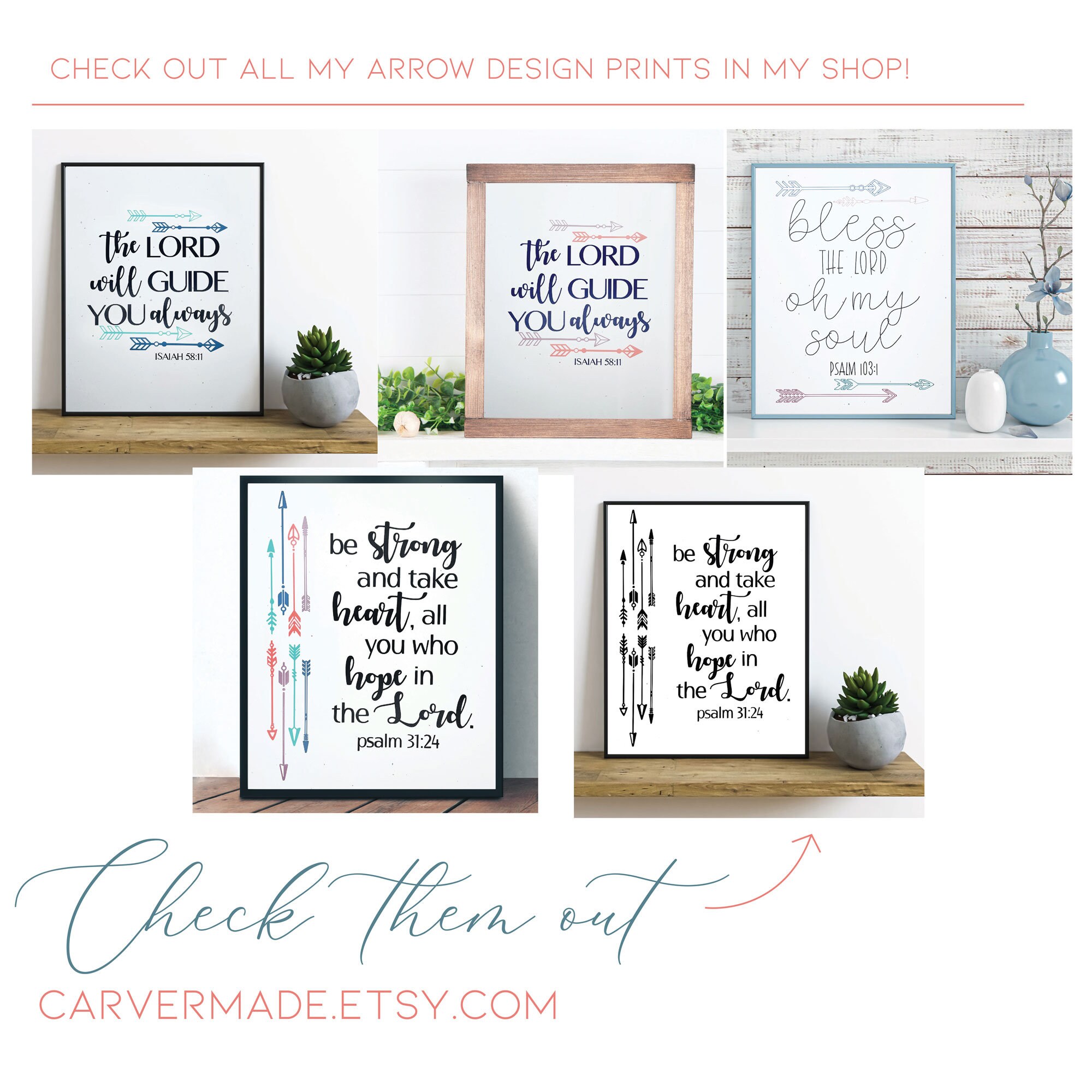 Psalm 31:24, Be Strong and Take Heart, Arrow Design, Bible Verse Vinyl ...