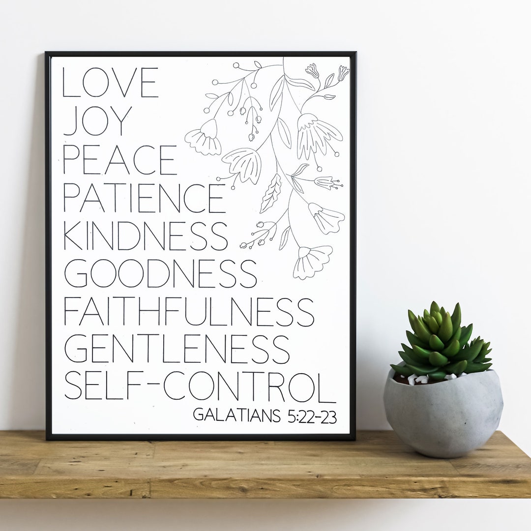 Fruit of Spirit, Galatians 5, Minimalist Floral Design, Scripture Pen ...