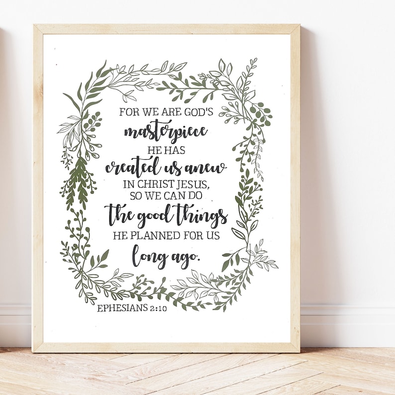 Ephesians 2:10, We Are God's Masterpiece, Bible Verse Vinyl Print ...
