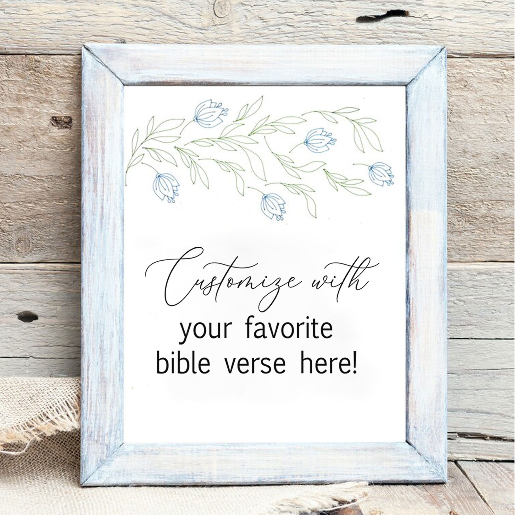 Custom Floral Bible Verse Pen Print, Christian Home Decor, Personalized ...