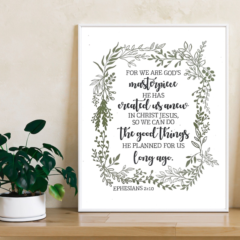 Ephesians 2:10, We Are God's Masterpiece, Bible Verse Vinyl Print ...
