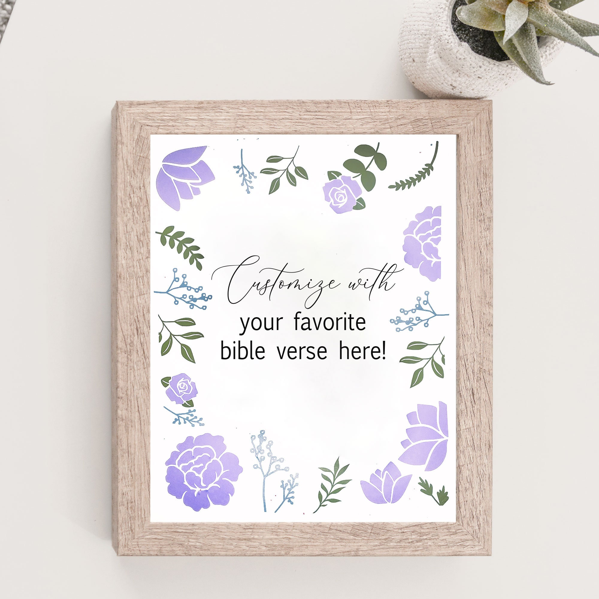 Custom Floral Frame Favorite Bible Verse Vinyl Print, Personalized ...