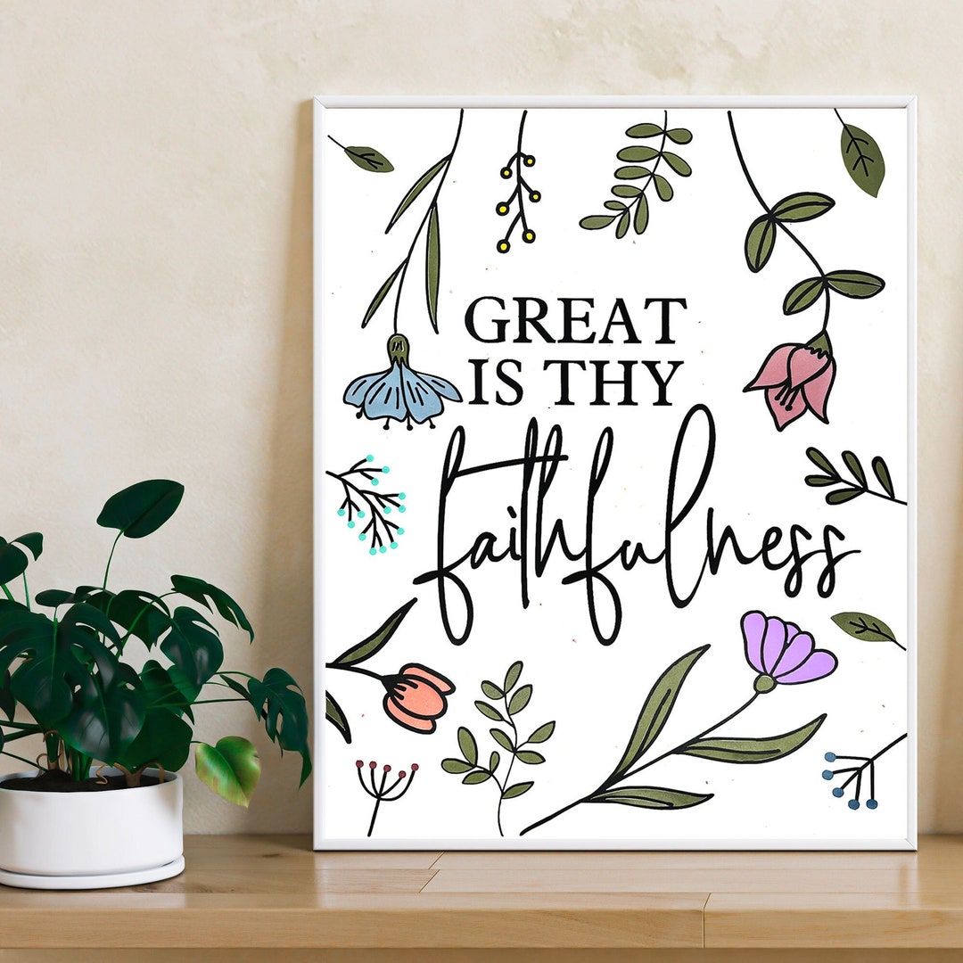 Great is Thy Faithfulness, Hymn Vinyl Print, Christian Wall Art ...