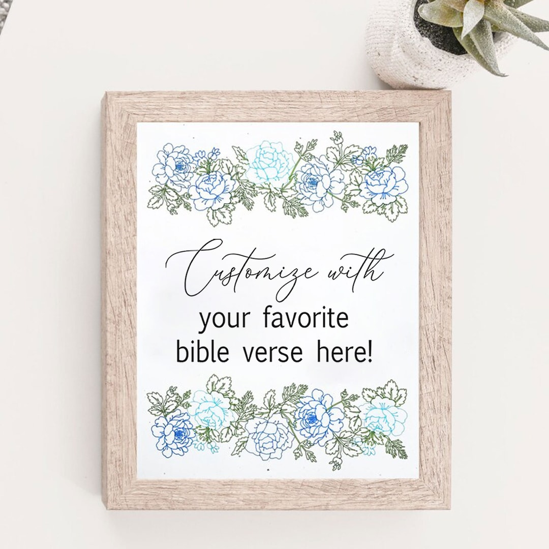 Custom Floral Bible Verse Pen Print, Personalized Scripture Wall Art ...