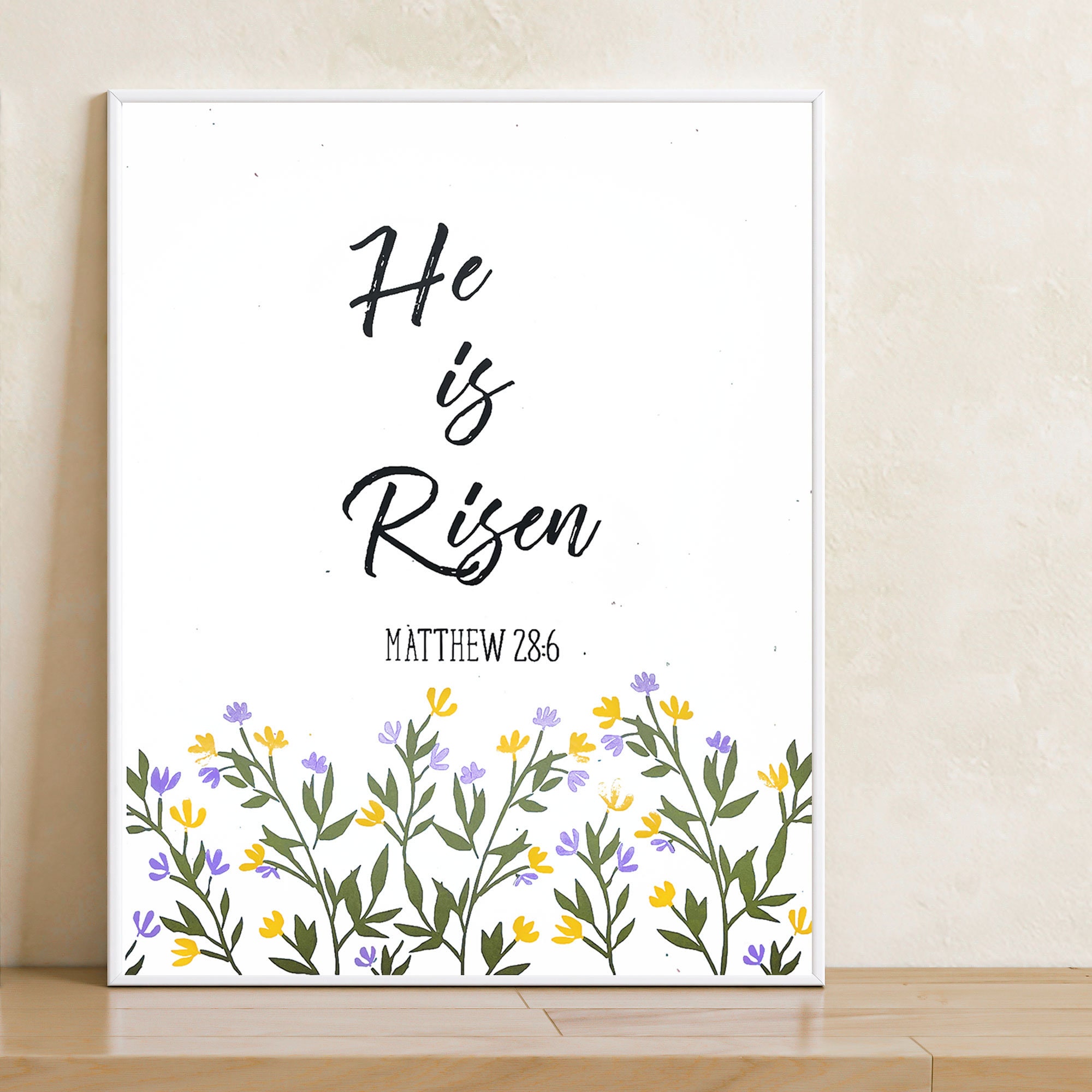 He is Risen Matthew 28:6 Easter Bible Verse Vinyl Print - Etsy
