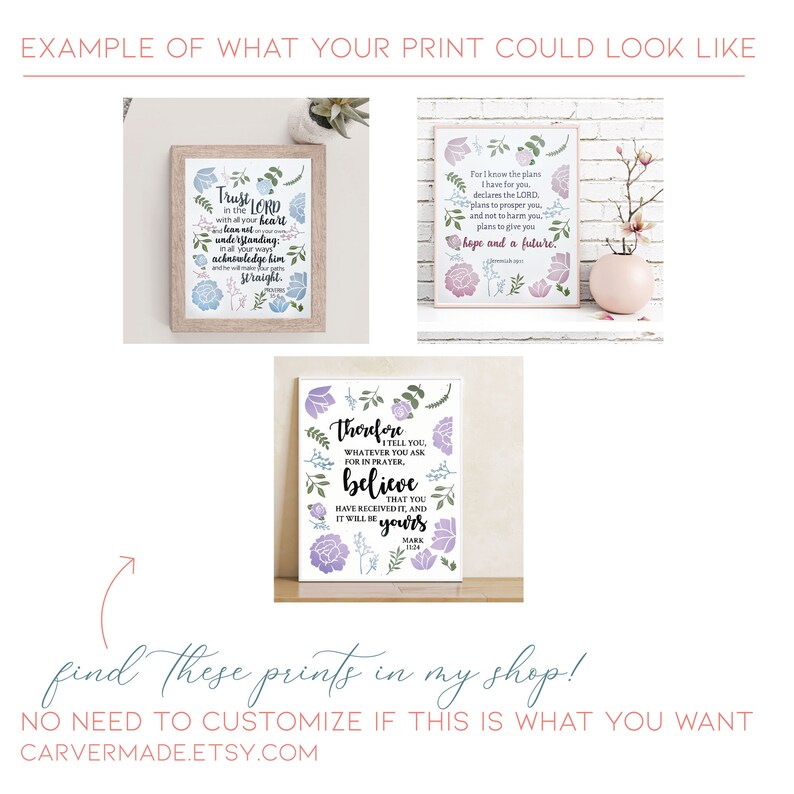 Custom Floral Frame Favorite Bible Verse Vinyl Print, Personalized ...