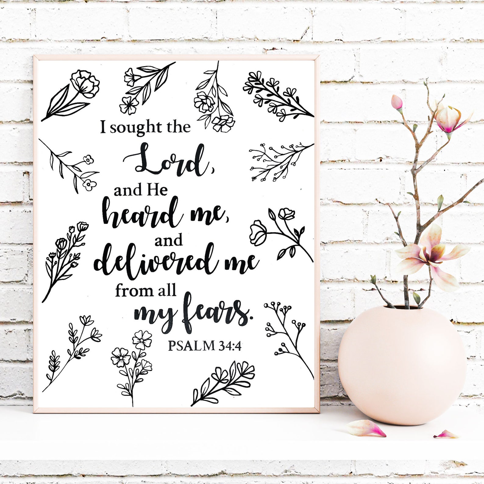 Psalm 34:4,I Sought the Lord and He Heard Me,wildflower Minimalist ...