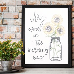 Psalm 30:5, Joy Comes in the Morning, Sunflower Mason Jar, Bible Verse ...