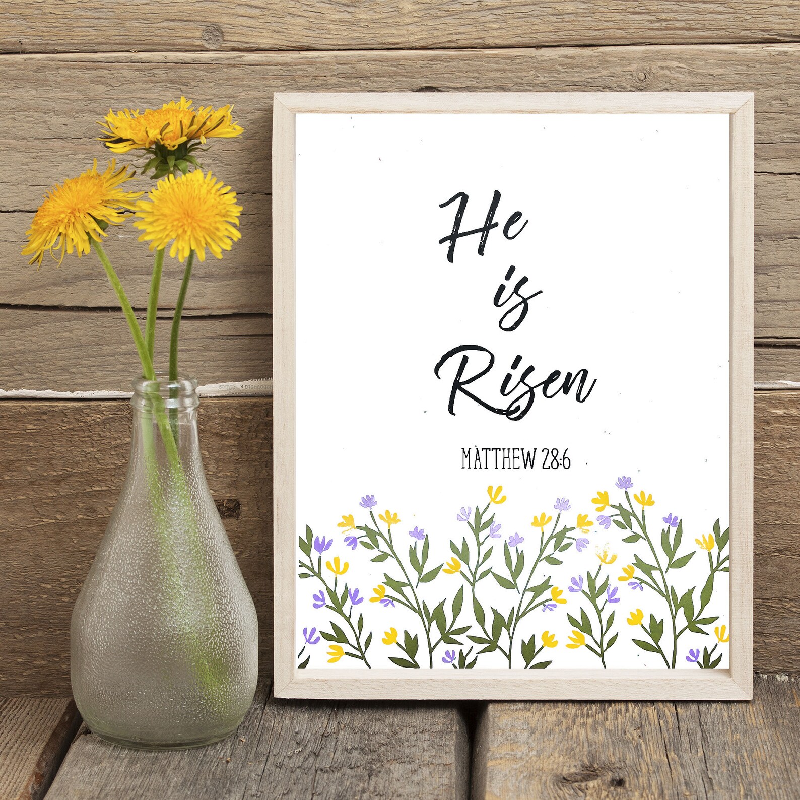 He is Risen, Matthew 28:6, Easter Bible Verse Vinyl Print, Scripture ...