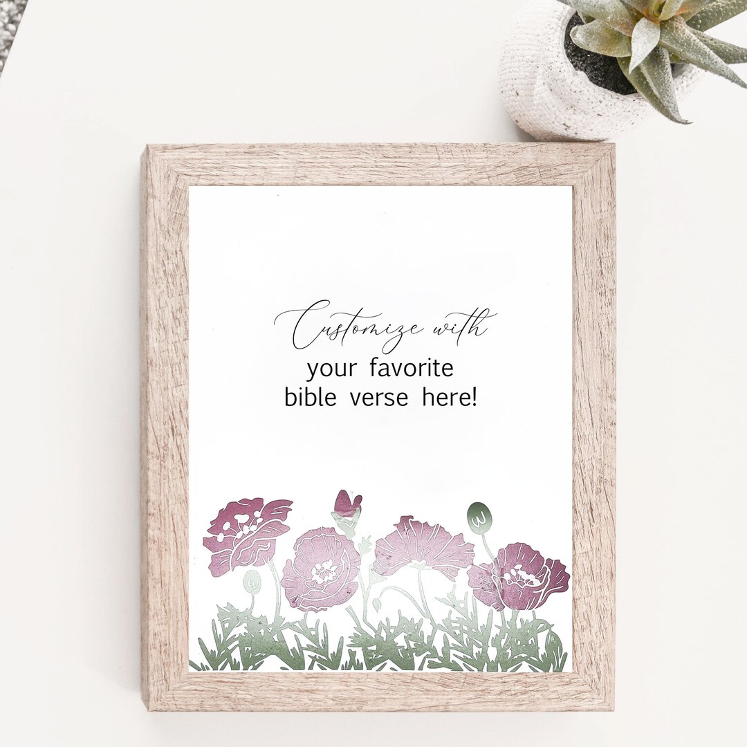 Red Poppies Design, Custom Bible Verse Vinyl Print, Personalized ...