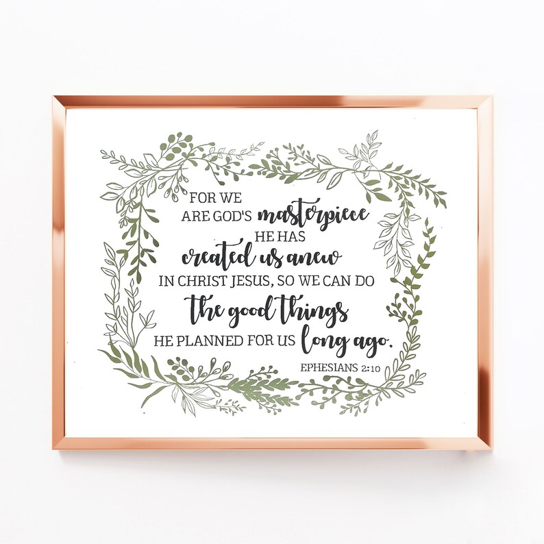 Ephesians 2:10, We Are God's Masterpiece, Bible Verse Vinyl Print ...