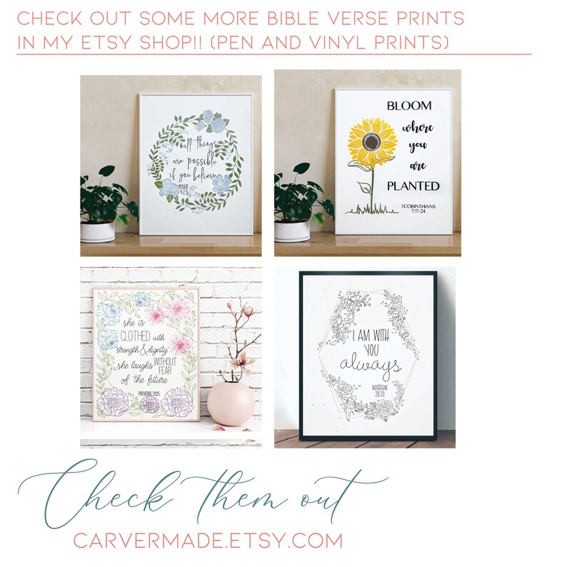 Grow in Grace, Vinyl Print, 2 Peter 3:18 Bible Verse Wall Art, Floral ...