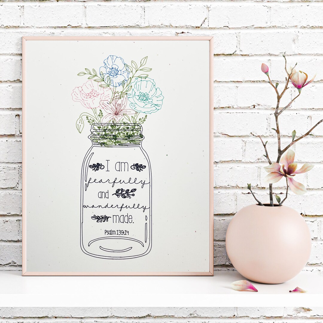 Psalm 139:14, Fearfully and Wonderfully Made, Mason Jar Bible Verse Pen ...
