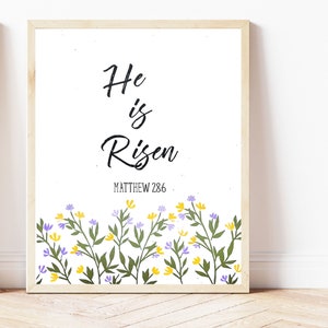 He is Risen, Matthew 28:6, Easter Bible Verse Vinyl Print, Scripture ...