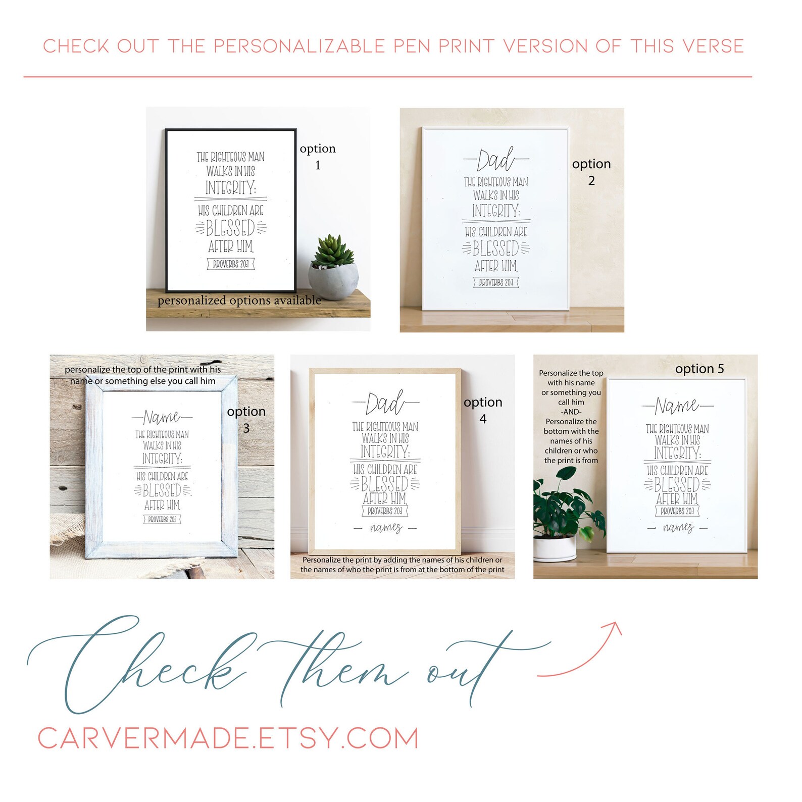 Proverbs 20:7 the Righteous Man Father's Day Christian - Etsy