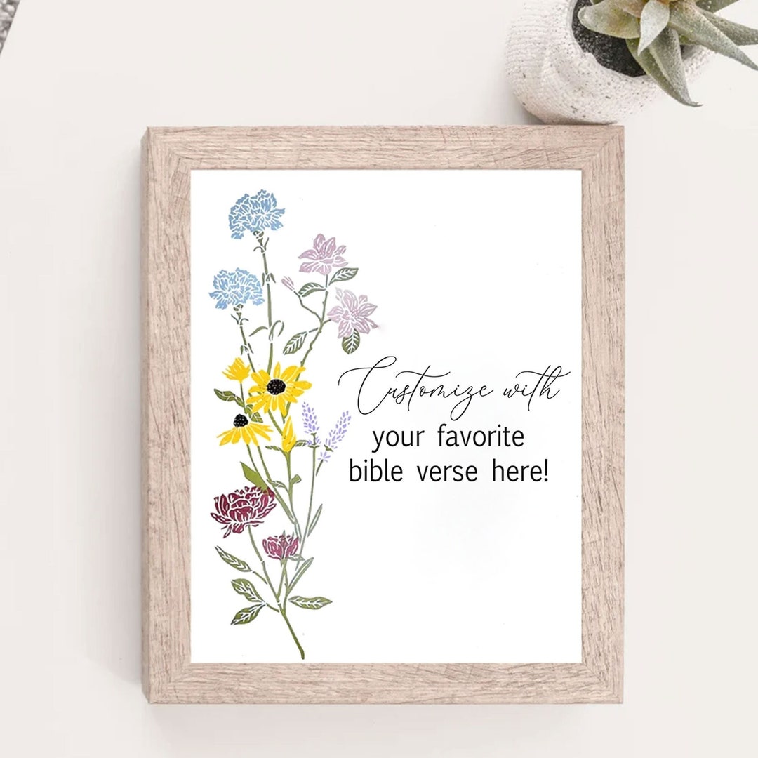 Custom Floral Favorite Scripture Vinyl Print, Personalized Bible Verse ...
