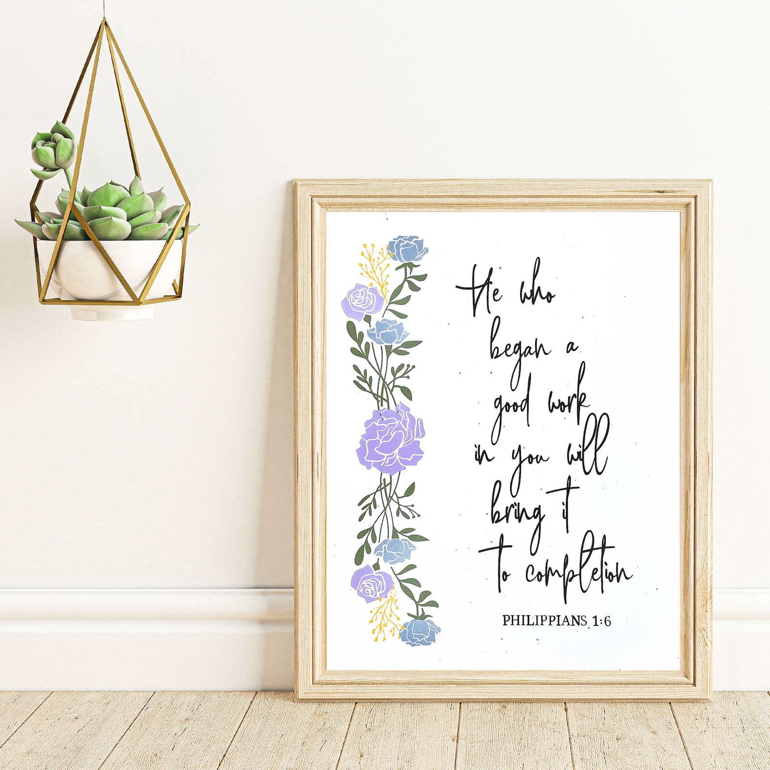 Philippians 1:6, He Who Began a Good Work in You, Floral Scripture ...