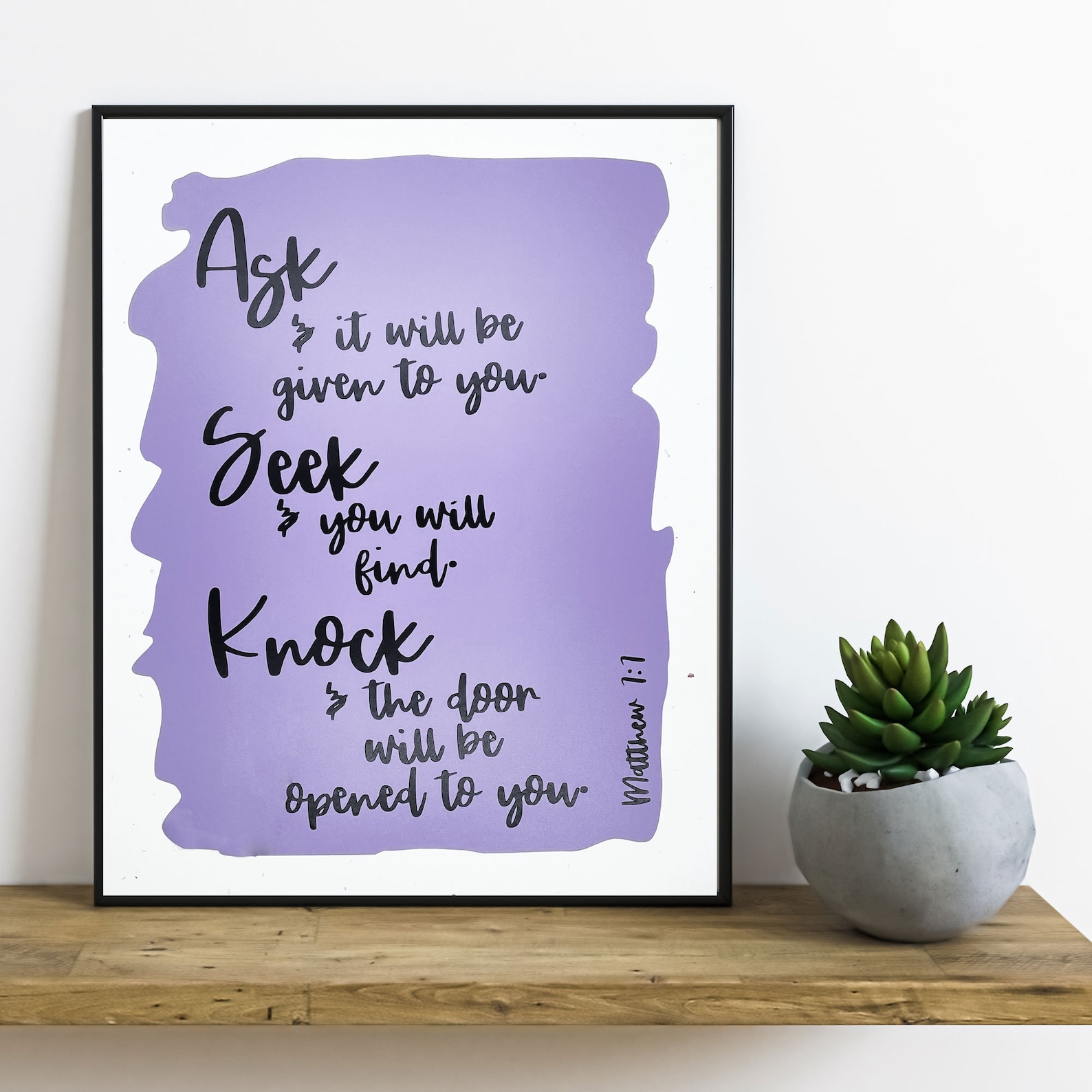 Matthew 7:7, Ask and It Will Be Given, Bible Verse Vinyl, Watercolor ...