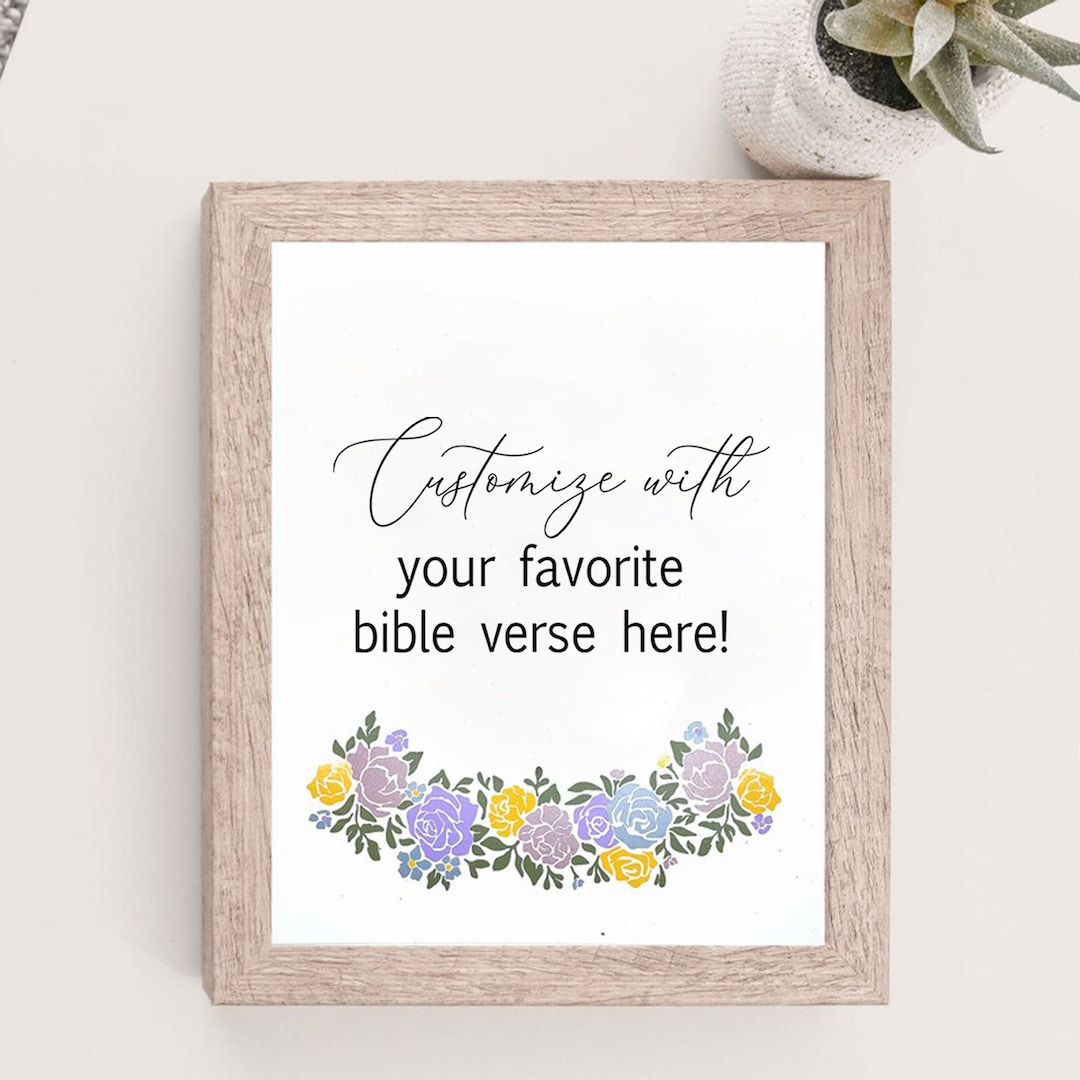 Custom Bible Verse Vinyl Print, Favorite Scripture Wall Art, Floral ...