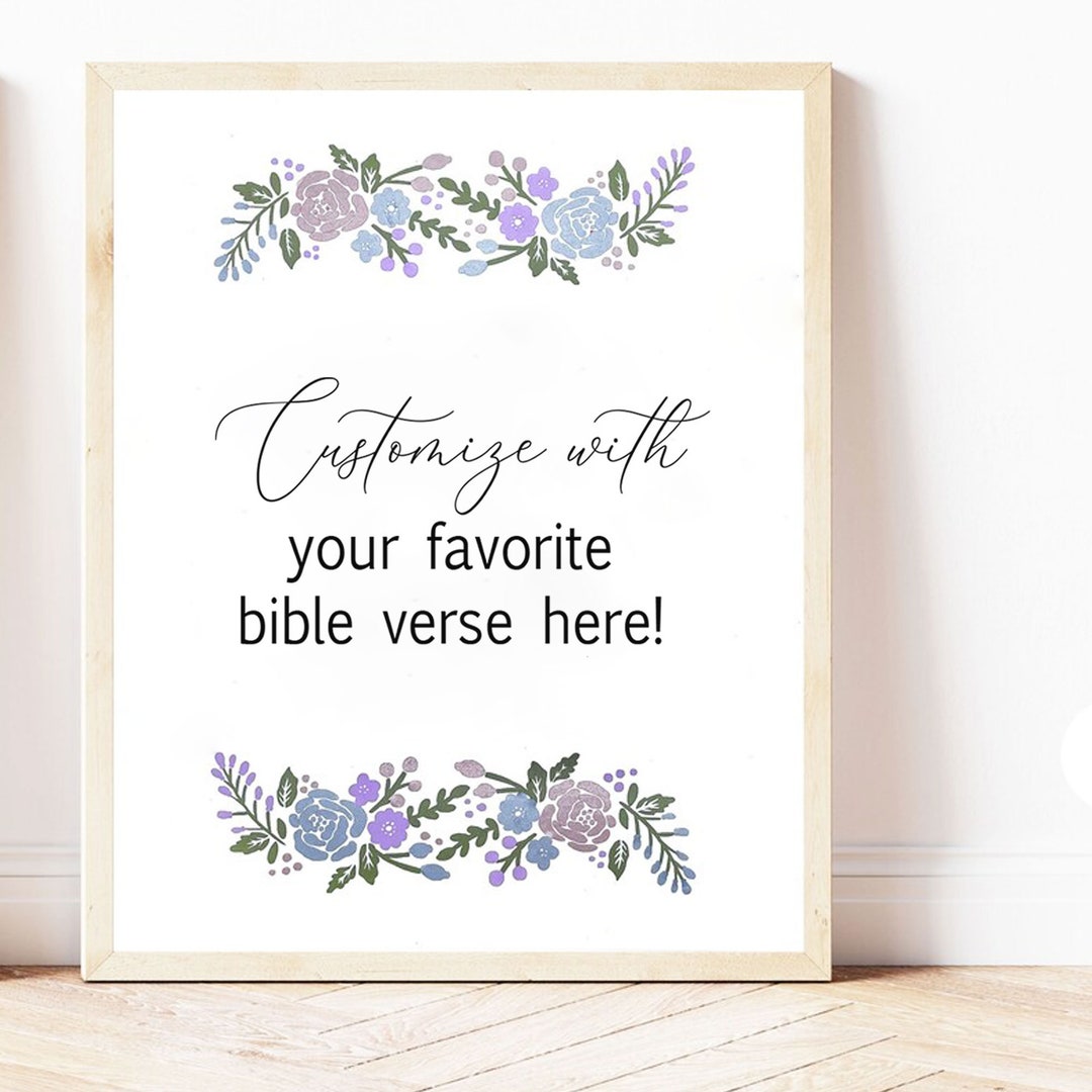 Custom Favorite Bible Verse Vinyl Print, Colorful Spring Florals ...