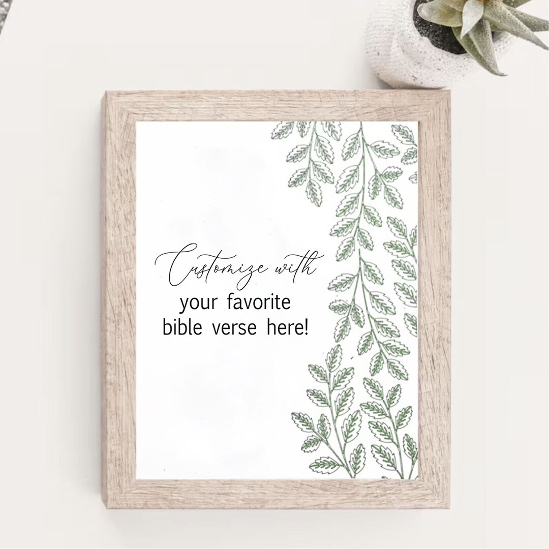 Custom Bible Verse Pen Print, Personalized Christian Gift, Hygge Leaf ...