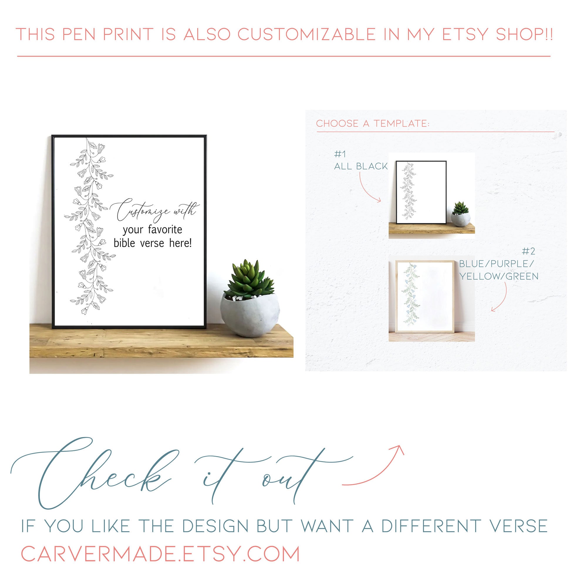 Romans 15:13, the God of Hope, Joy and Peace, Minimalist Floral Pen ...