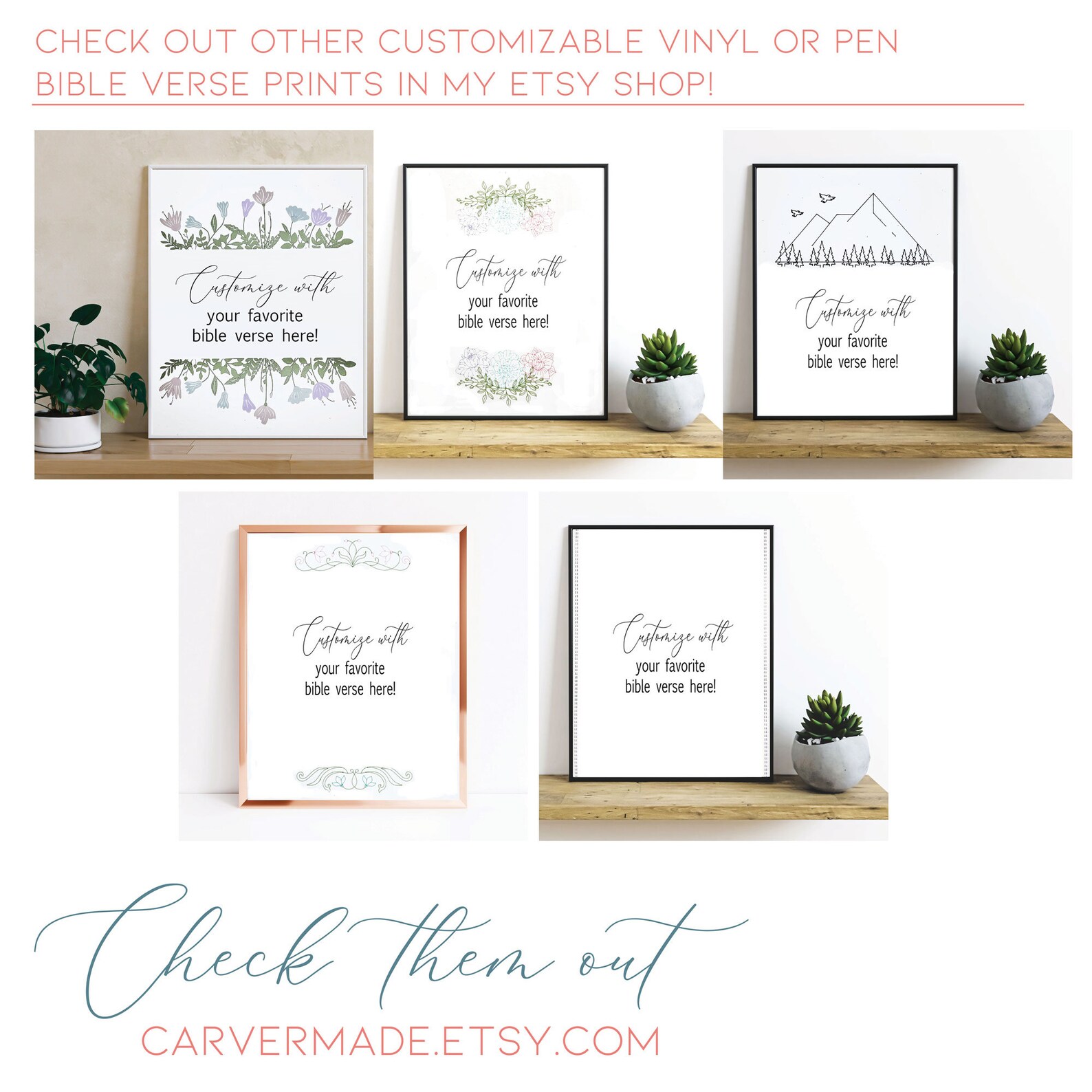 Custom Floral Frame Favorite Bible Verse Vinyl Print, Personalized ...