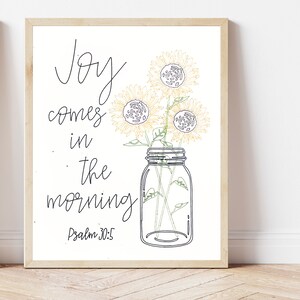 Psalm 30:5, Joy Comes in the Morning, Sunflower Mason Jar, Bible Verse ...