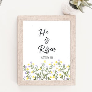He is Risen, Matthew 28:6, Easter Bible Verse Vinyl Print, Scripture ...