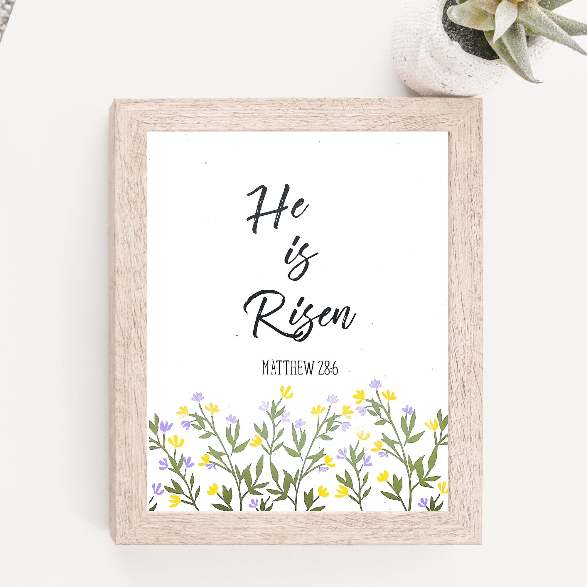 He is Risen, Matthew 28:6, Easter Bible Verse Vinyl Print, Scripture ...