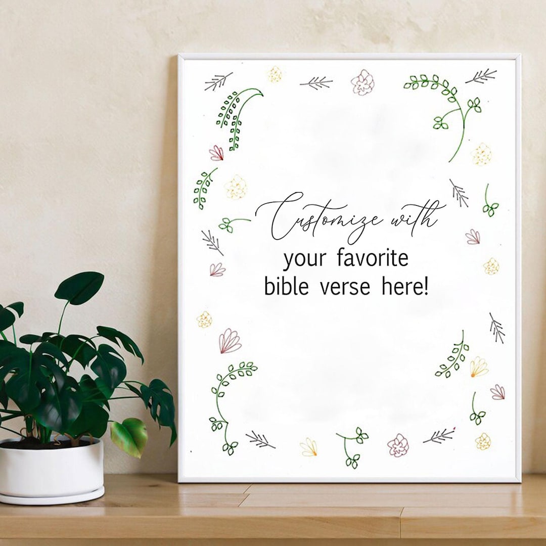 Custom Favorite Bible Verse Pen Print, Floral Designs Wall Art ...