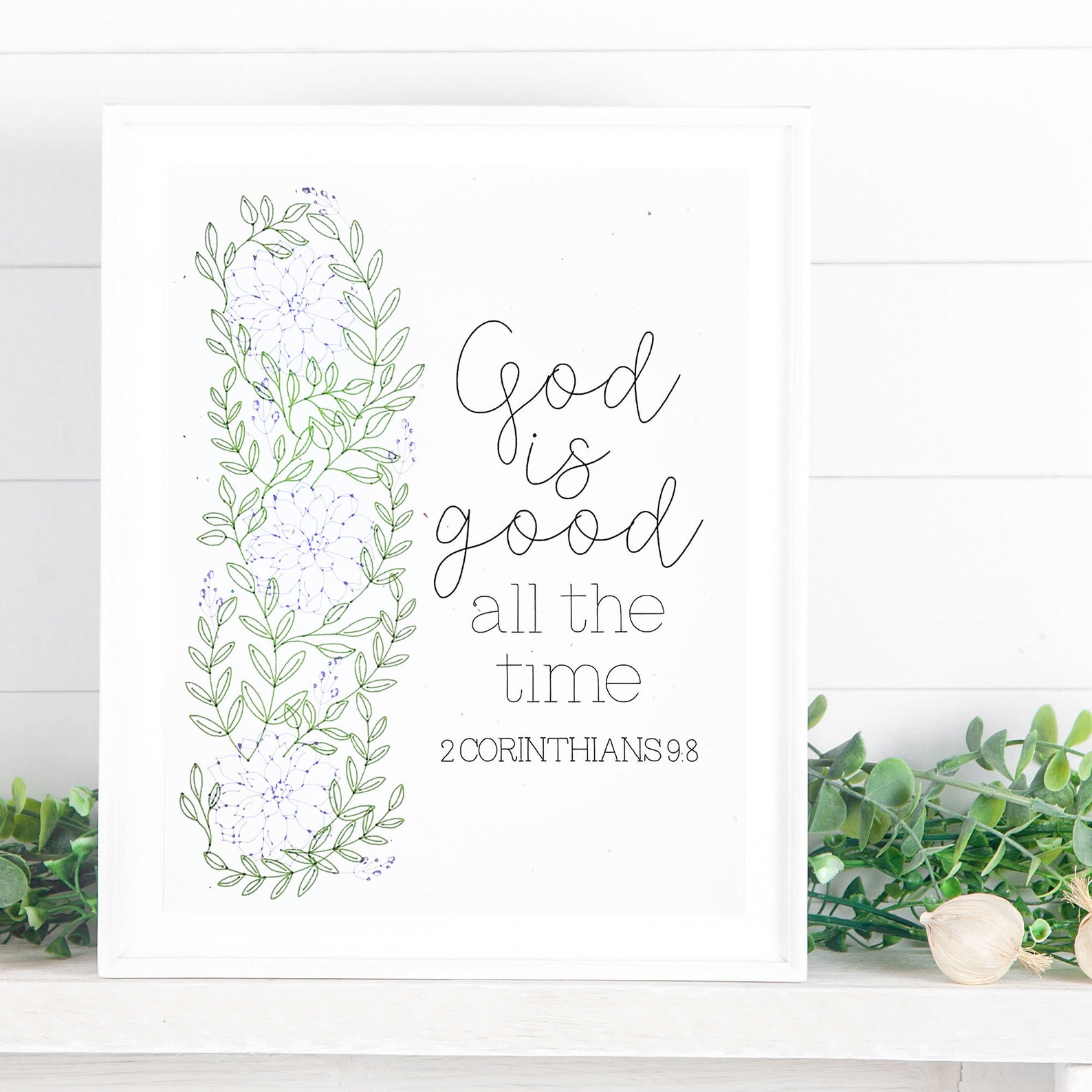 God is Good All the Time, Purple Floral Minimalist Bible Verse Pen ...