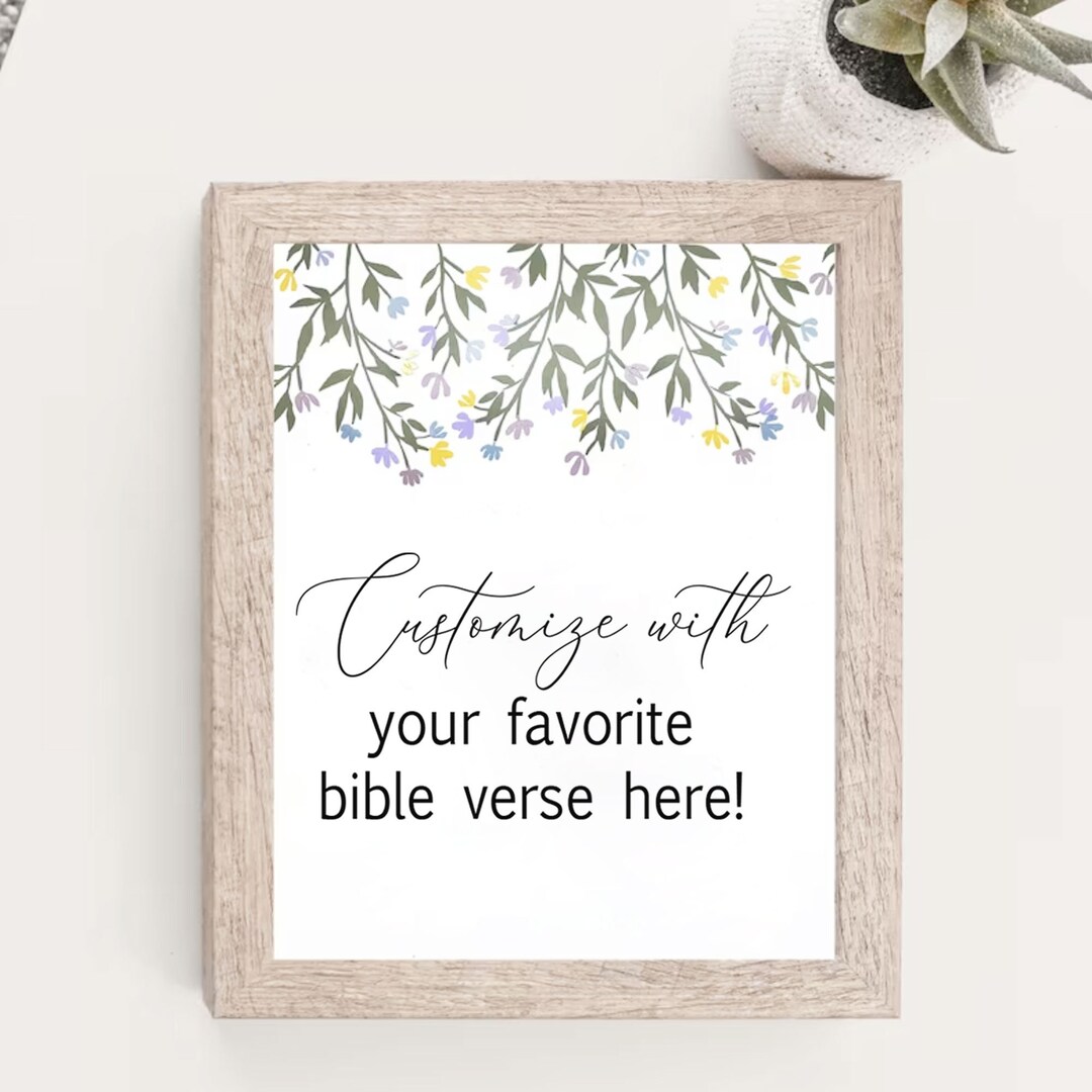 Custom Floral Bible Verse Vinyl Print, Christian Wall Art, Favorite ...