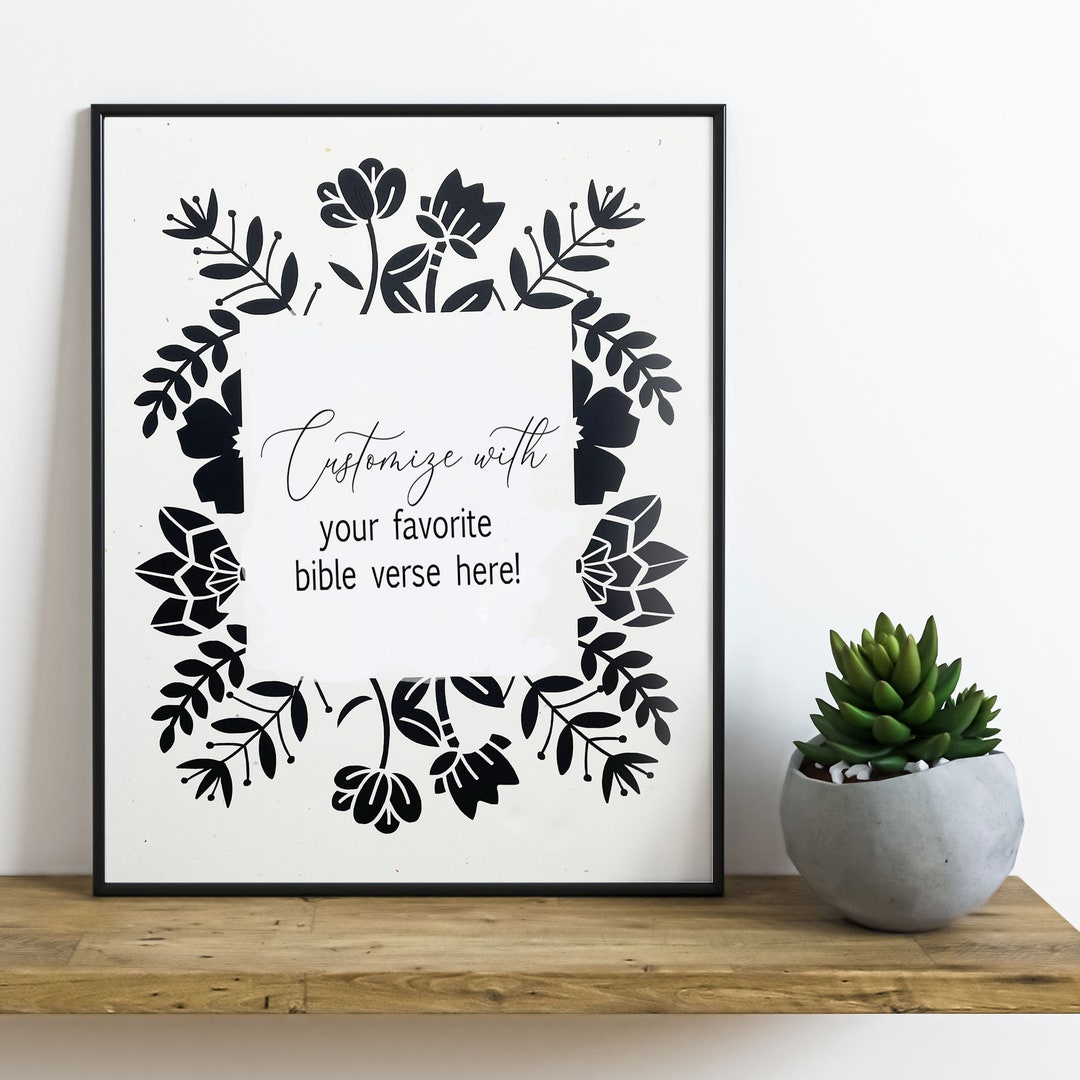 Custom Square Floral Favorite Bible Verse Vinyl Print, Personalized ...