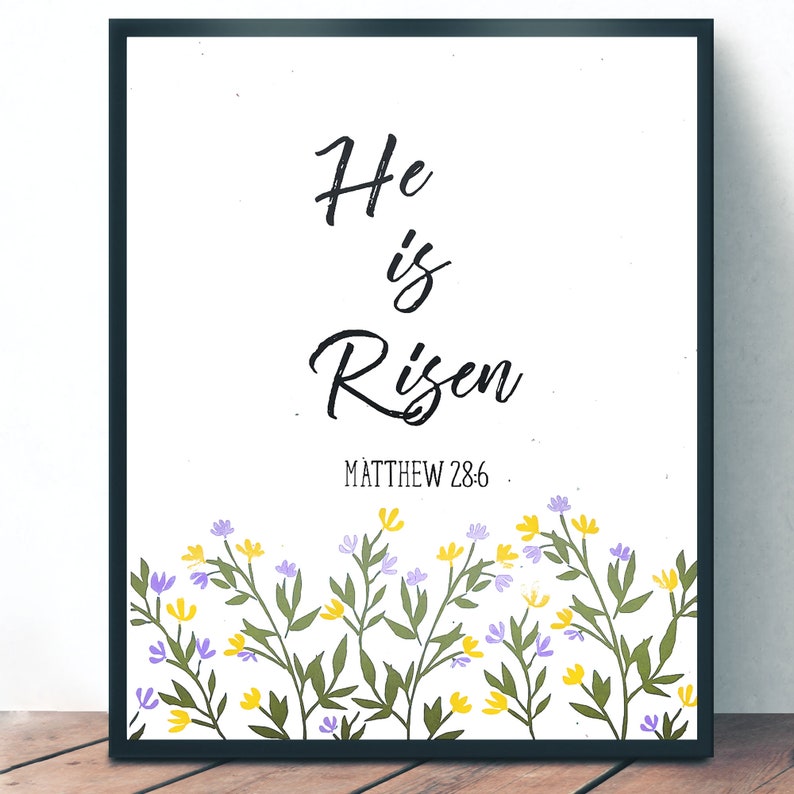 He is Risen Matthew 28:6 Easter Bible Verse Vinyl Print - Etsy