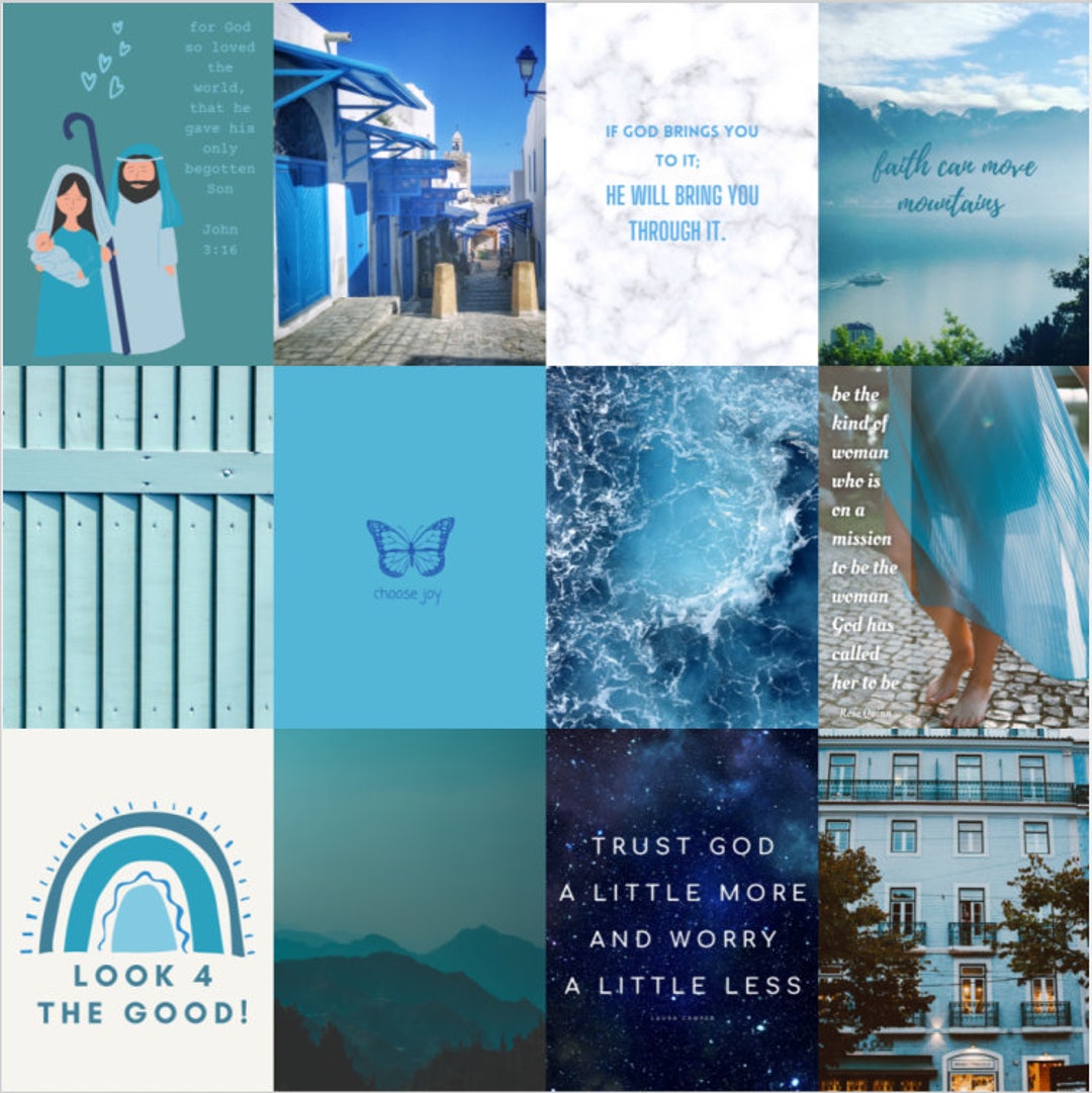 Blue Christian Wall Collage - Etsy