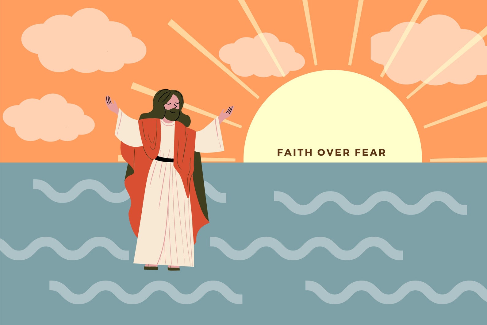 Faith Over Fear / Jesus Walks on Water Printable - Etsy