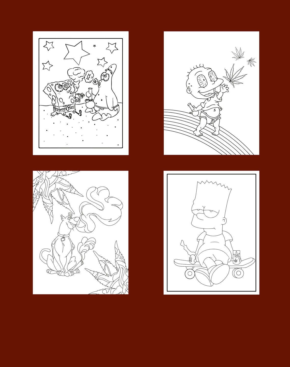 90s Cartoon Stoner Coloring Pages: Full of Psychedelic Trippy | Etsy