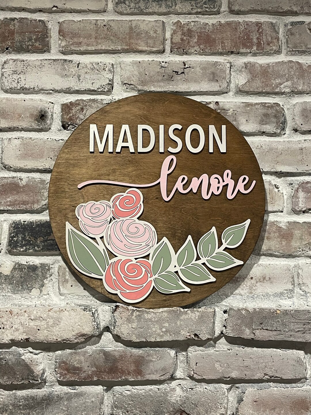 Personalized Wooden Girl Nursery Sign Girl Bedroom Nursery Flower Theme ...