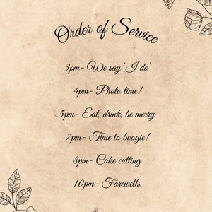 WEDDING POSTER- Order of Service in Vellum - Etsy