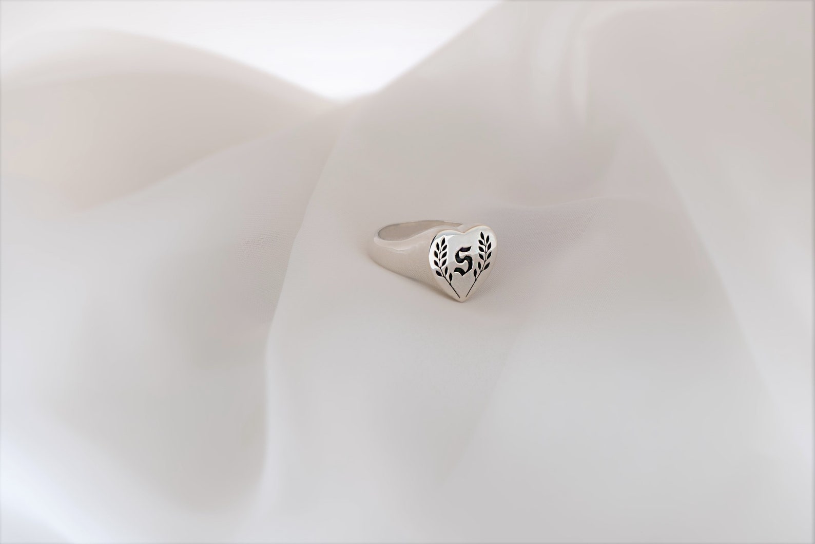 Sterling Silver Heart Ring Personalized and Engraved With Initials, 925 ...
