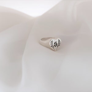 Sterling Silver Heart Ring Personalized and Engraved With Initials, 925 ...